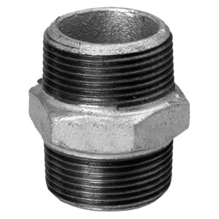 Galva dubbele nippel 3 inch buitendraad | duims